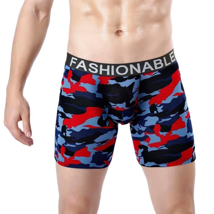 Boxer pour Homme en coton imprimé camouflage sexy respirant Style long ...