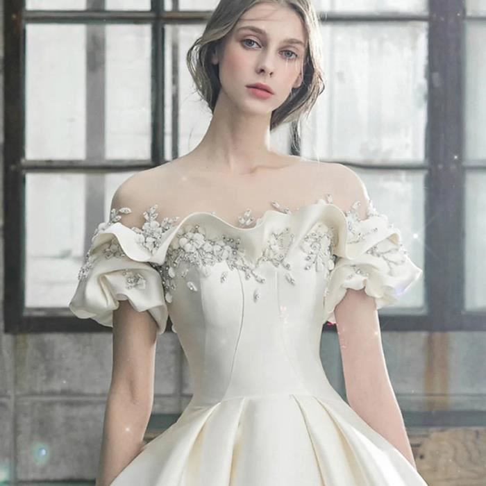 Robe de mariage en satin Bridal 2021 français Robe de mariage de ...