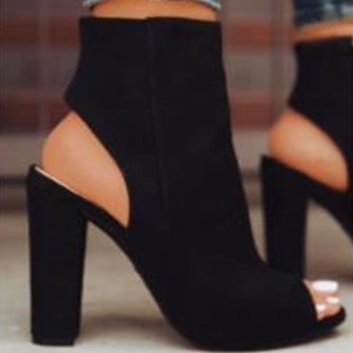 Femmes chaussures mode talon haut décontracté daim couleur unie pointu ...