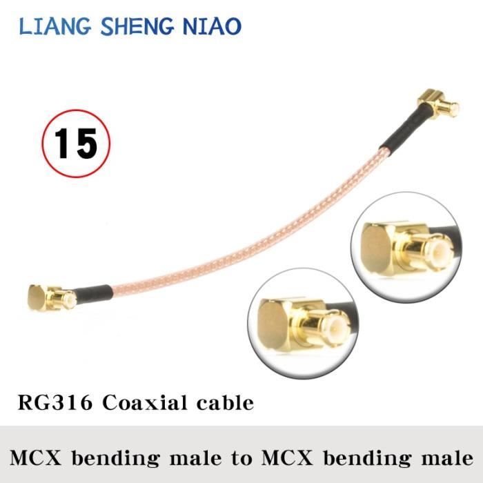 Câble RG316 MCX femelle Jack écrou cloison vers SMA mâle connecteur RF coaxial cavalier Pigtail ...