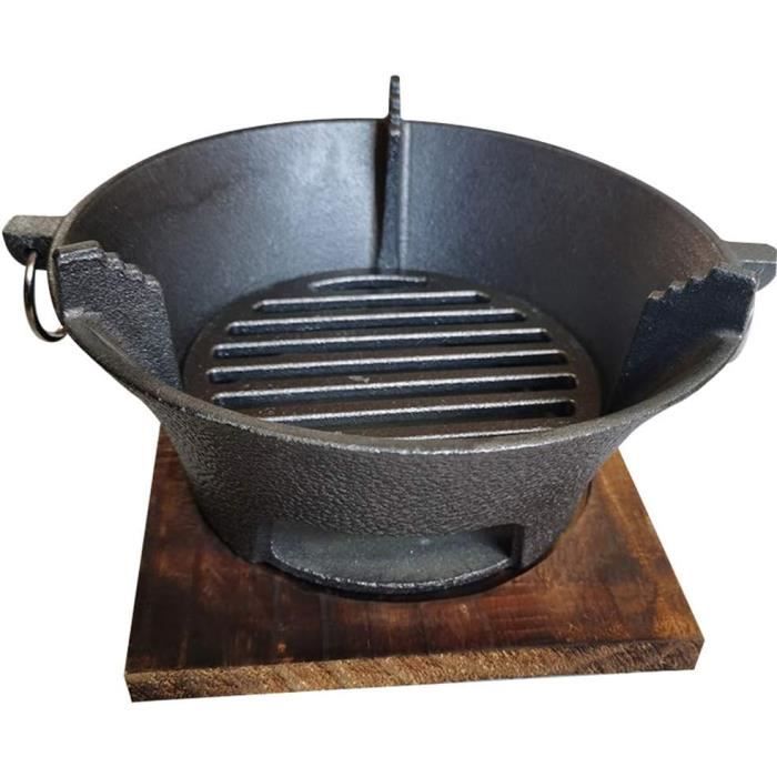 Épaissir Le Gril De Barbecue En Fonte Four Au Charbon De Bois Rond ...