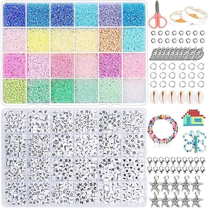 13708 Pièces Perles pour Bracelet en Verre, Kit Perle Lettre pour ...