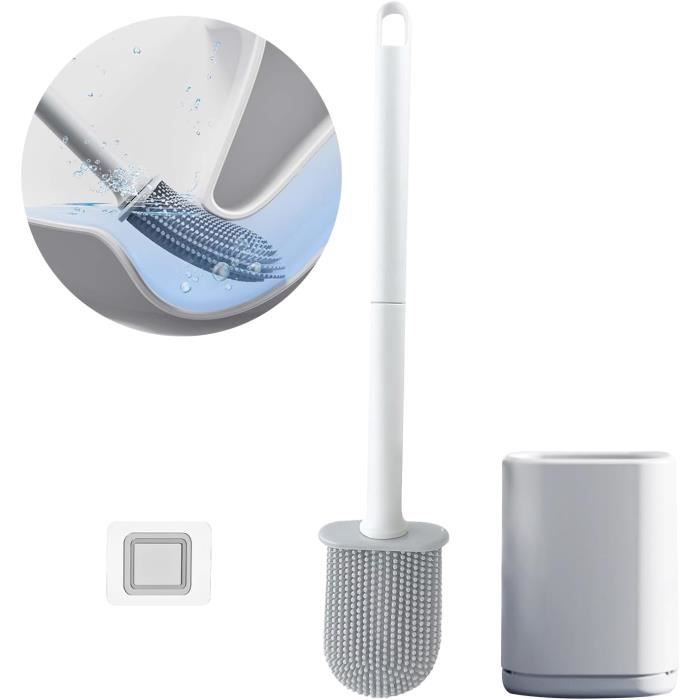 Brosse wc silicone Balai toilette wc avec support respirant à séchage rapide(Noir et blanc ...