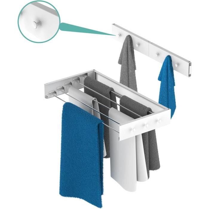 Delemopure Sèche-linge mural extensible et crochet à vêtements de 80 cm ...