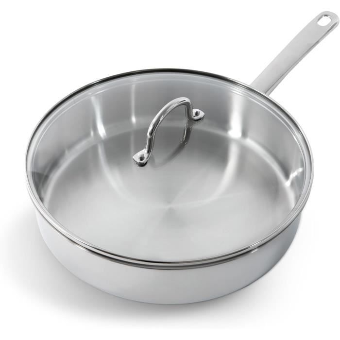 BK Bright Sauteuse en Acier Inox de 28 cm avec Couvercle, Extérieur ...