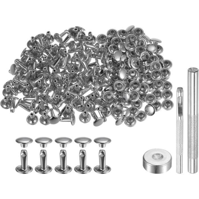 100 Ensembles De Rivets En Cuir 10 X 8Mm En Métal Avec Double Capuchon ...