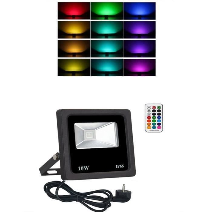 Projecteur led extérieur rgb-rvb 10w,etanche ip65,prise eu,couleur ...