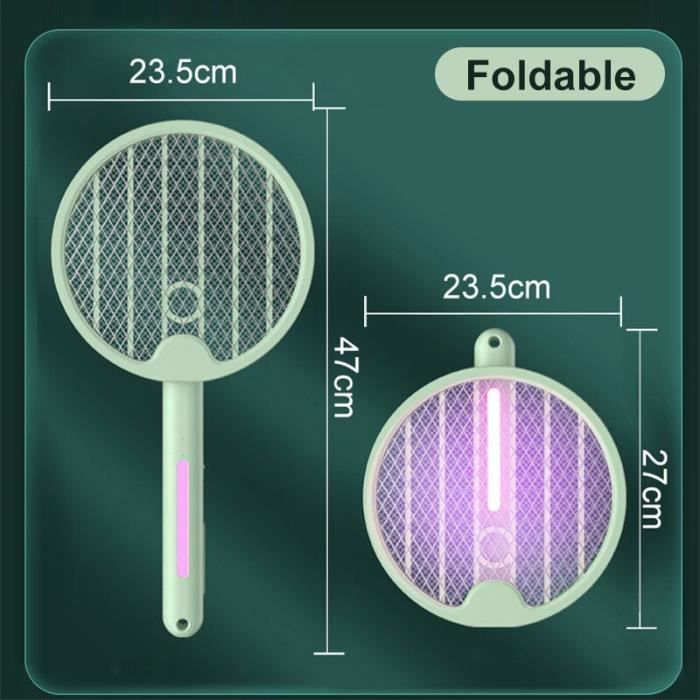 Electrique anti-moustiques,Foldable green 2--Raquette anti moustiques électrique Portable et ...
