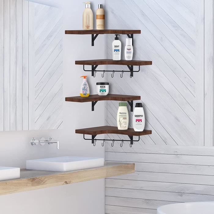 Etagere Murale Bois,Lot de 4 Etagere Angle,étagère d'angle Flottante ...