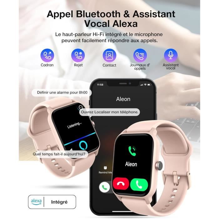 Montre Connectée Femme, 300 Mah Montre Connecter Appels Et Whatsapp, 1 ...