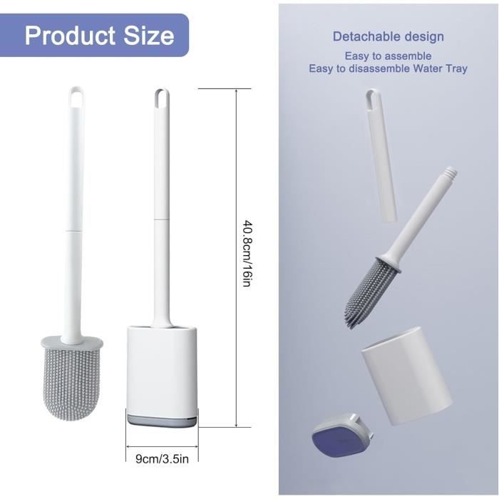 Brosse wc silicone Balai toilette wc avec support respirant à séchage rapide(Noir et blanc ...
