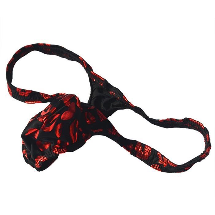 String Tanga pour homme Sretch T-back Micro Thong Slip rouge Rouge ...