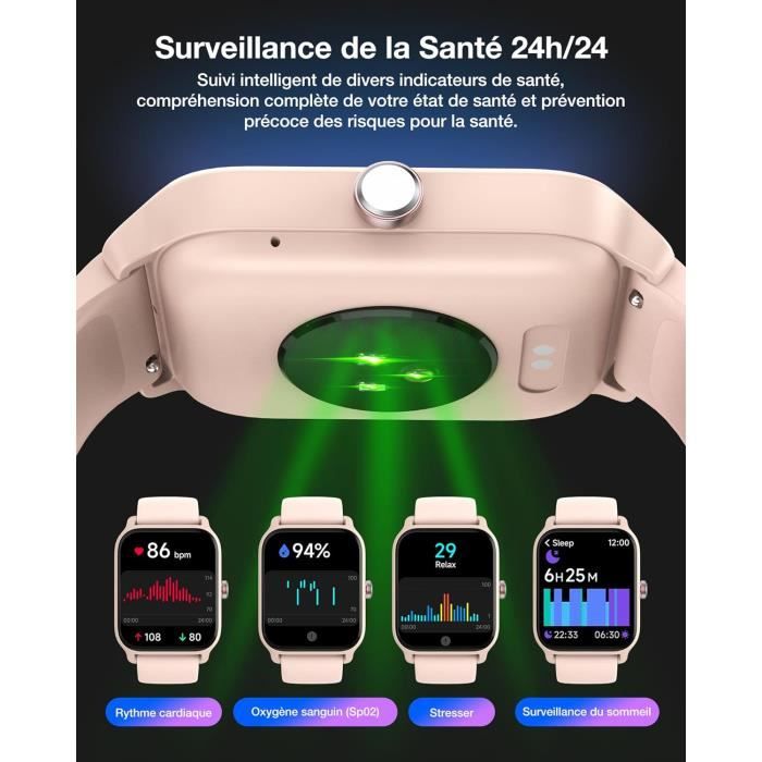 Montre Connectée Femme, 300 Mah Montre Connecter Appels Et Whatsapp, 1 ...