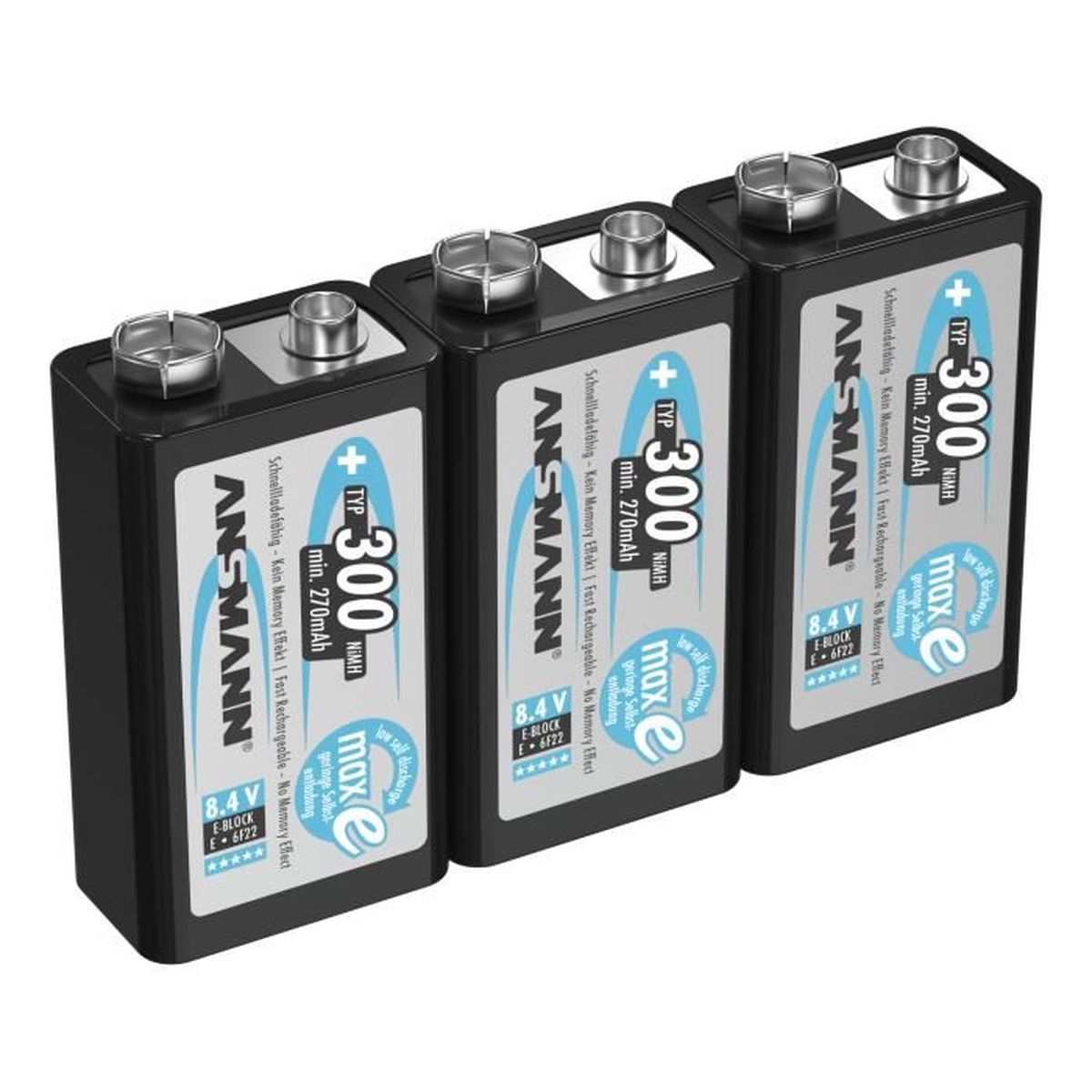 ANSMANN Piles 6F22 9V 300 mAh NiMH rechargeables (lot de 3) - Cdiscount ...