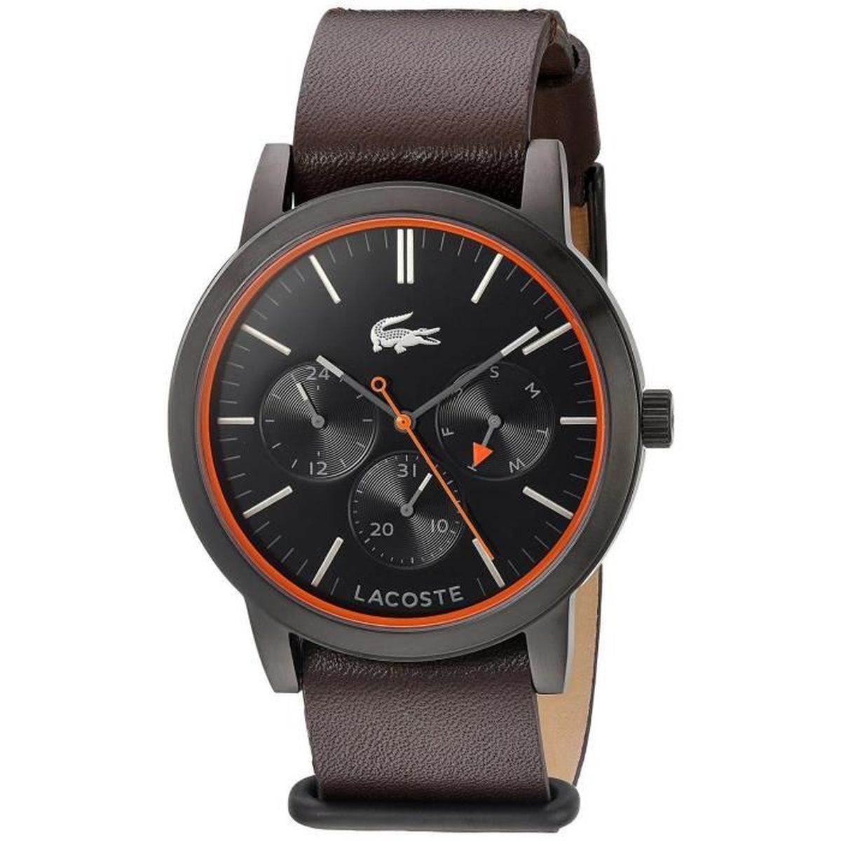 LACOSTE FEMME 44MM BRACELET CUIR MARRON BOITIER RÉSINE QUARTZ MONTRE ...