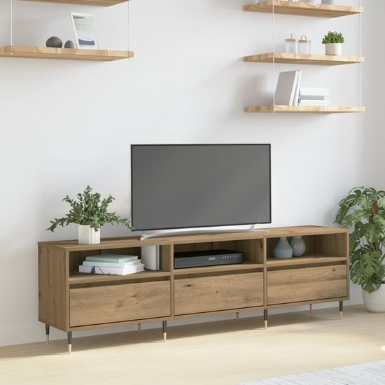 Moderne Meuble TV-Armoire HIFI Chêne artisanal 150x30x44,5 cm Bois d'ingénierie @FR(502371 ...