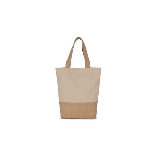 Tote bag coton et fils de jute controllée Kimood - light sand/natural ...