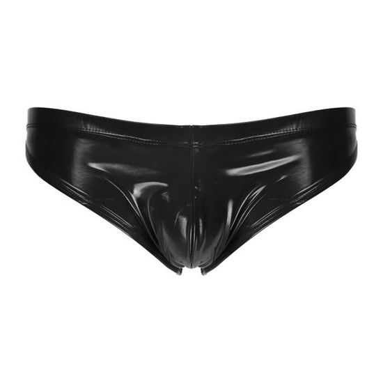 Inhzoy String Homme Sous-Vêtement Cuir Verni Slip G-Sting Caleçon Tanga ...