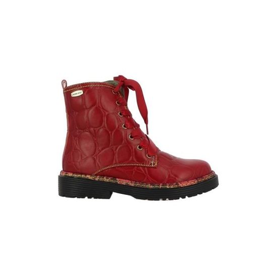 Bottines Femme - LAURA VITA INCASO4 - Talon plat 3cm - Rouge Rouge ...