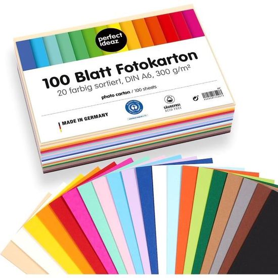 Carton photo DIN-A6 teinté dans la masse - SSS - 100 feuilles en 20 ...