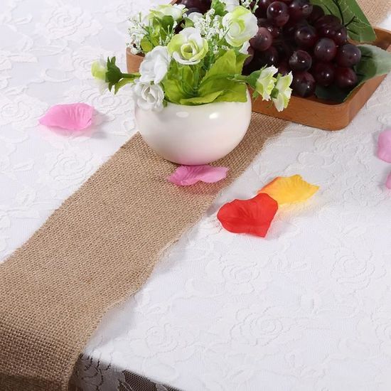 Chemin de Table en Toile de Jute Nature - TMISHION - Décoration de ...