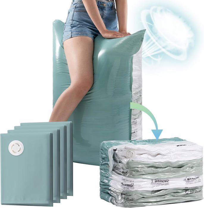 Cube Rangement sous Vide, 4 PCS Housse de Rangement sous Vide (80×100×38 cm), Sac de Compression ...