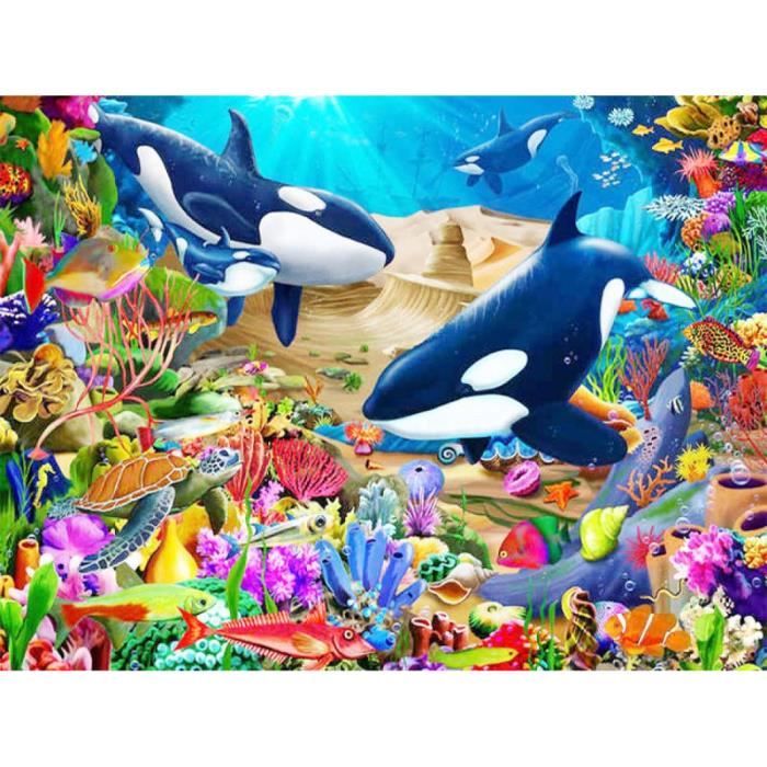 Diamond Painting Poisson,Broderie Diamant Kit Complet,5D Peinture ...