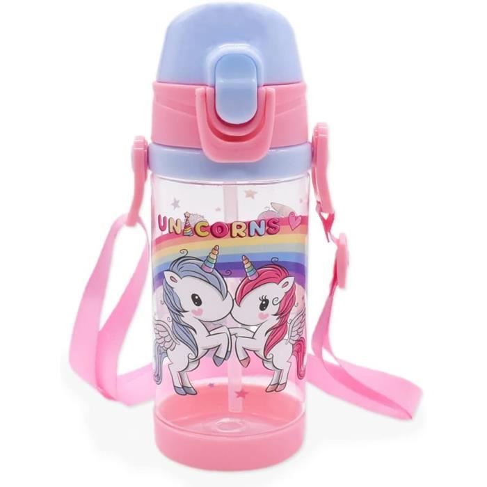 Gourde Enfant, Gourde Enfant Anti Fuite, Avec Paille Et Corde Réglable ...