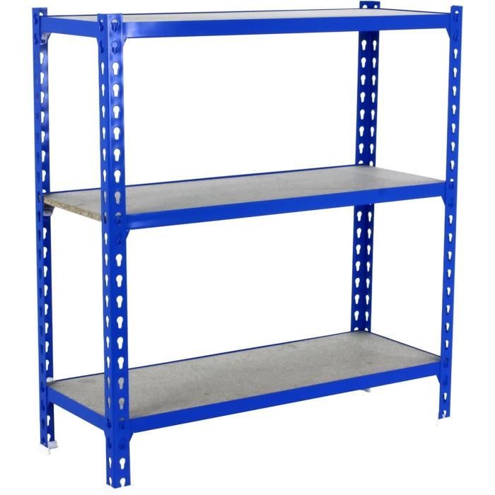 Etagère Métallique - Maderclick - Sans Vis Kit Superplus 3-400 900 Bleu-Bois[n732] - 3 étagères ...