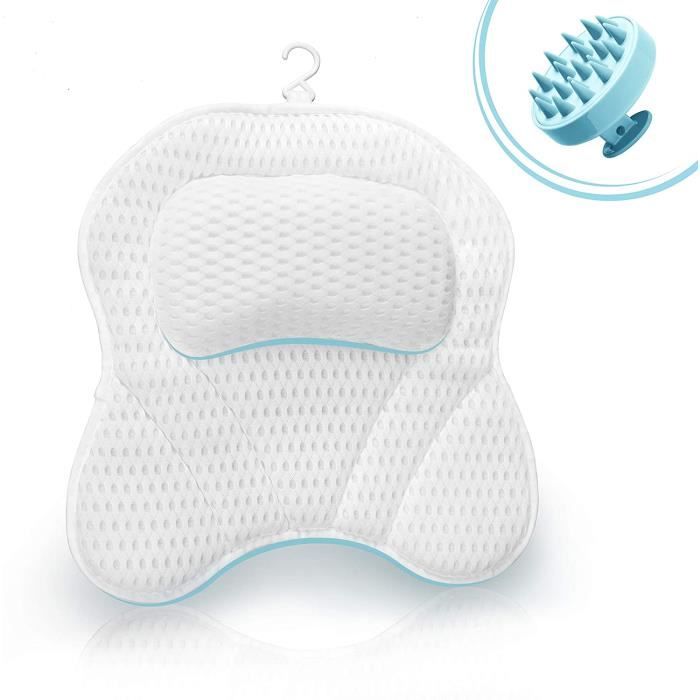 Coussin Baignoire,avec 6 Ventouses Antidérapant Oreiller de Bain ...