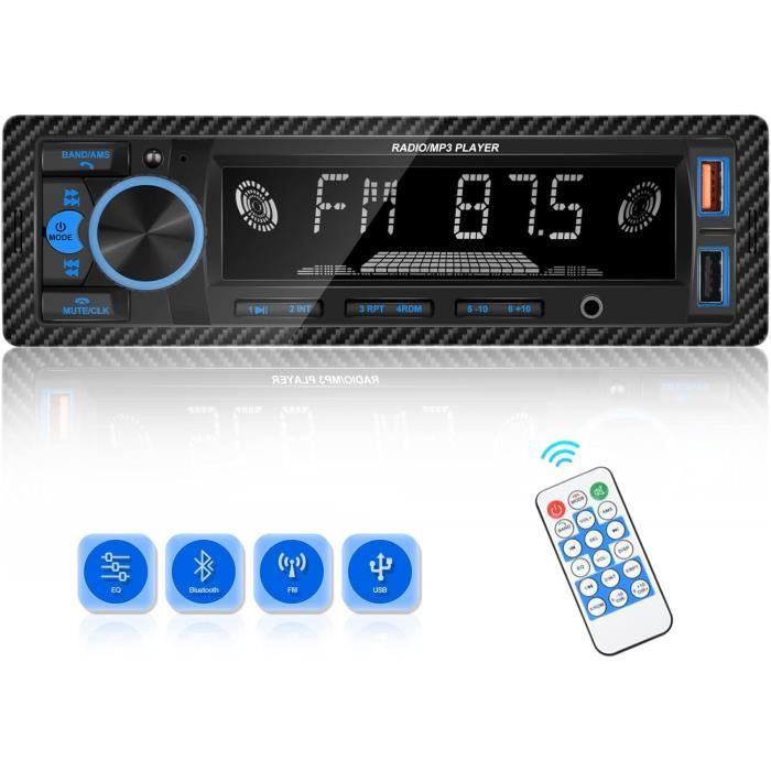 1 Din Autoradio Avec Dual Bluetooth Mains Libres, Mp3 In-Dash 60 W X 4 Avec Fm, Lumière 7 ...