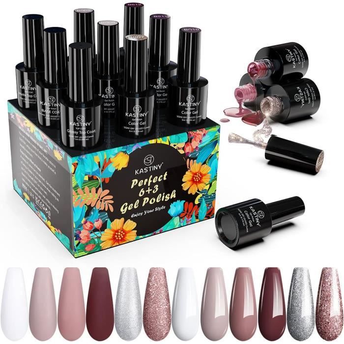 Vernis Semi Permanent, 9Pcs Champagne Or Vernis À Ongles Gels Semi ...