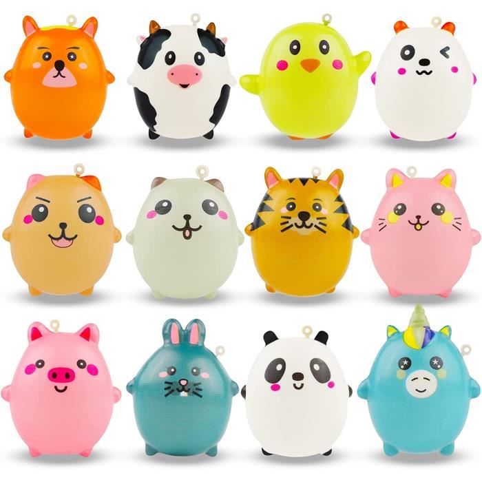Anboor 12Pcs Squishy Set - Animaux Squishies Porte-clés Kawaii Slow ...