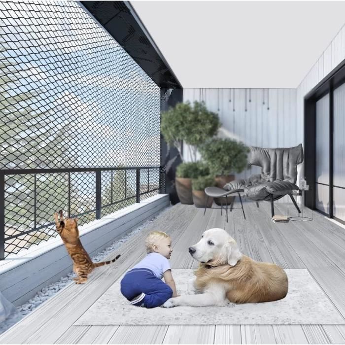 GLÜCKPET Filet de Protection pour Chat, pour Balcon et Fenêtre, 8x3 M ...