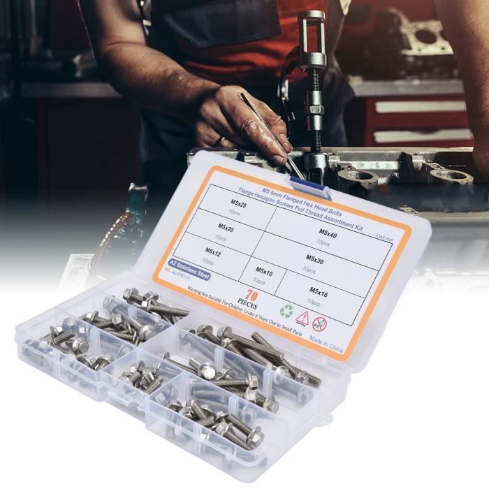 Kit d'assortiment de boulons M5 - SURENHAP - 70 pièces en 1 jeu - Acier inoxydable 304 ...