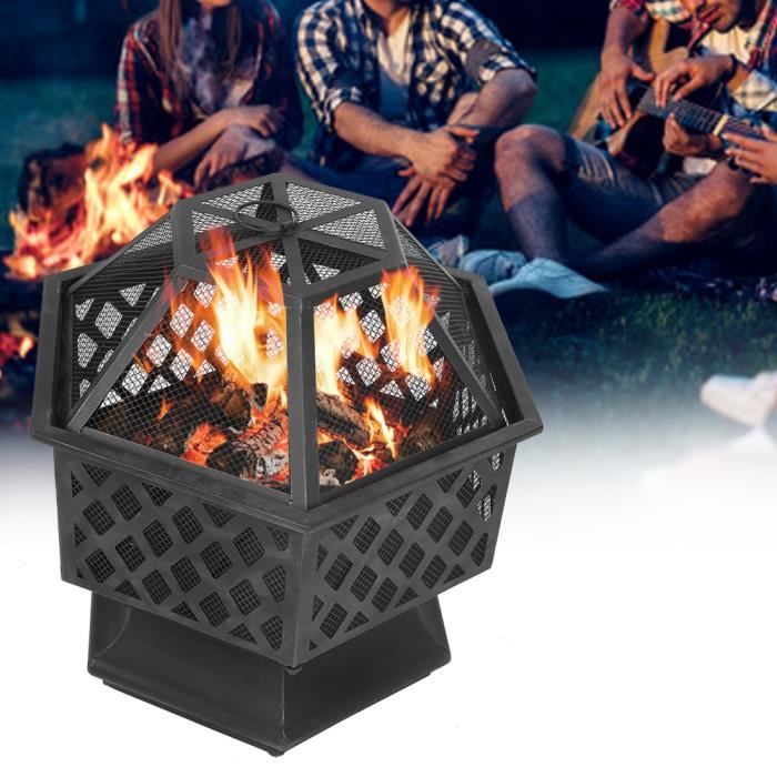 VGEBY® Brasero barbecue Hexagonal pour jardin, Brasero de camping ...