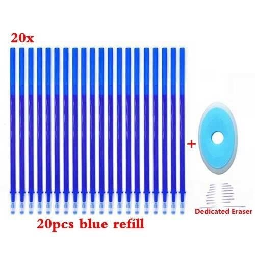 STYLO,20pcs Blue Refill--Stylo effaçable Kawaii, ours, Panda, cochon ...
