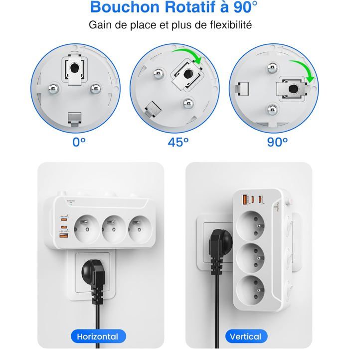 Multiprise Avec Interrupteur Individuel, Fiche Multiprise Parafoudre 3 ...