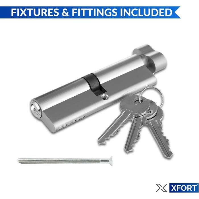 Xfort Serrure À Cylindre Euro Chrome 40T-55 À Tour De Pouce (95 Mm ...
