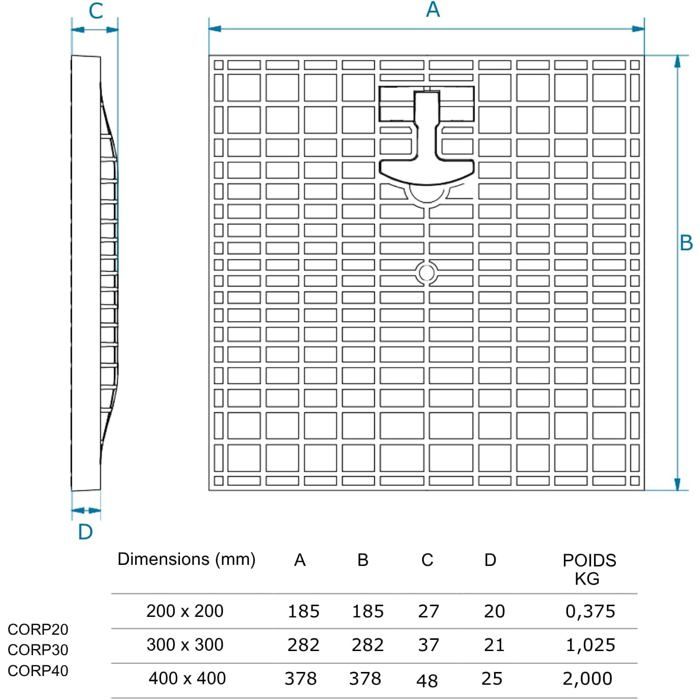 Grille de Regard Jardibric d'Evacuation des Eaux Pluviales 28 x 28 cm ...