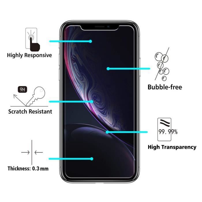Verre Trempe [Compatible Apple iPhone XR] [Pack 2] Film Vitre ...
