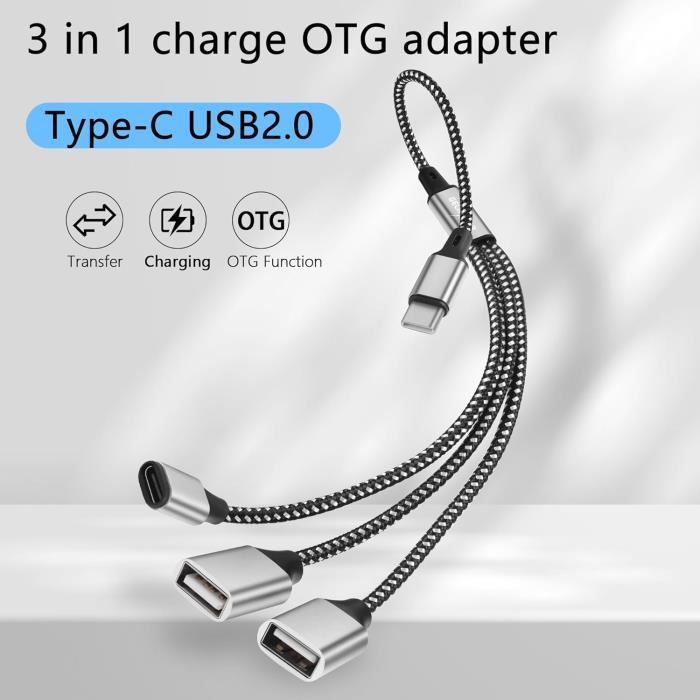 Câble Répartiteur Usb C Vers 3 Usb Femelle, Usb C Otg Charge Câble ...