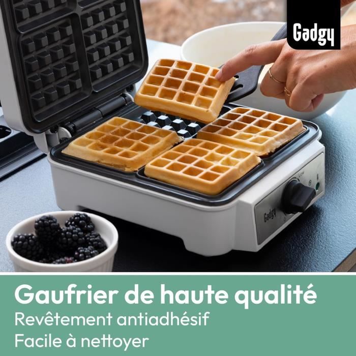 Gaufrier Professionnel - gaufres appareil 1200 Watts - Chaleur rapide et stable, Facile à ranger ...