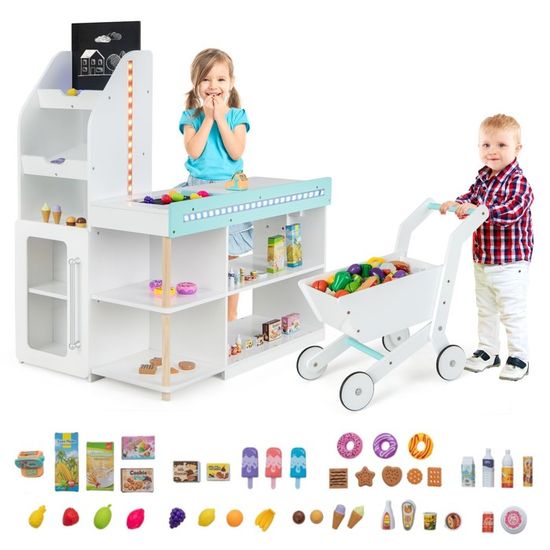 Jeu de Supermarché Marchande Enfants avec 39 Accessoires, Chariot ...