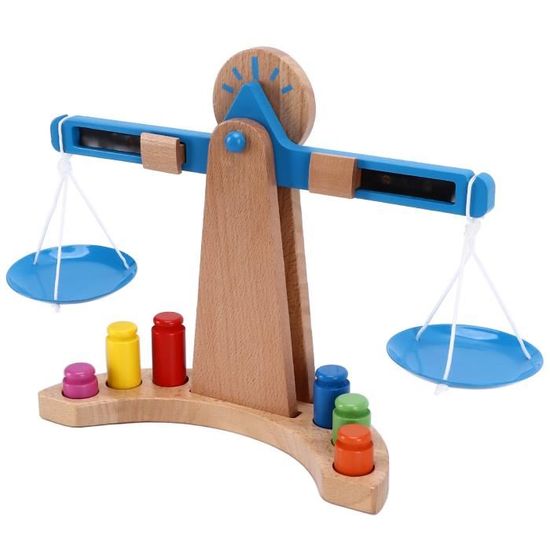 Fdit jeu de balance balance en bois Échelle de pesée en bois ensemble ...
