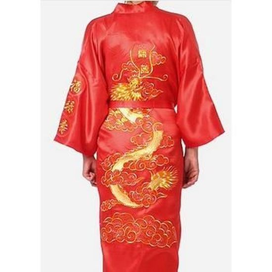 Kimono Chinois Peignoir Robe de chambre rouge - Cdiscount Prêt-à-Porter