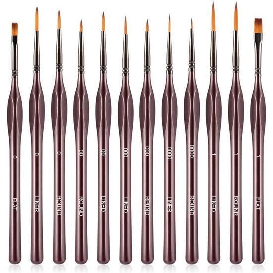 Pinceau Aquarelle, 12 Pcs Pinceau Fin Peinture pour Acrylique Huile ...