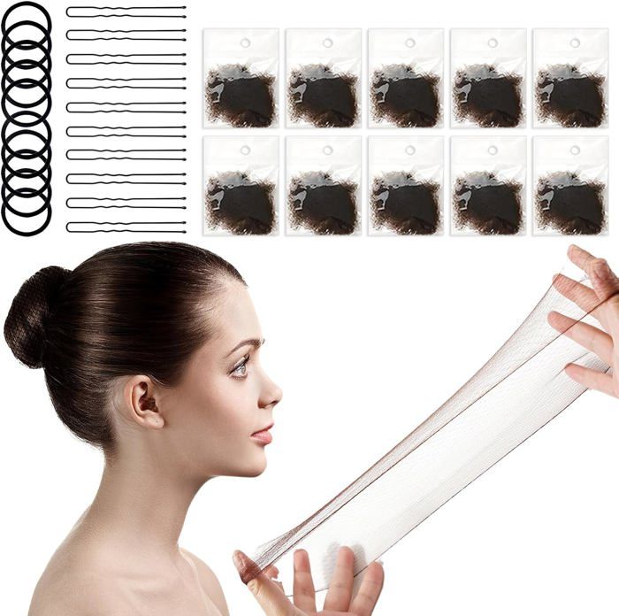 50 Pcs kits de réseautage,30 Pcs brown Filet Cheveux,Filet Chignon ...