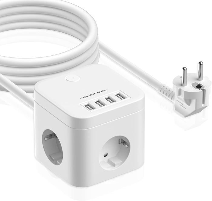 Multiprise Usb, 7 En 1 Cube Multiprise 3 Prises Avec 4 Usb Chargeur Avec Interrupteur, Multi ...