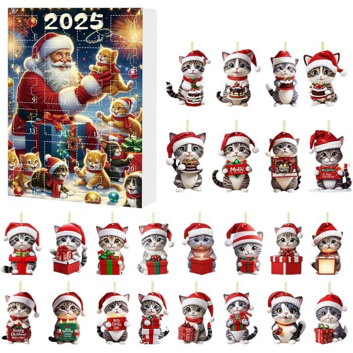 Calendrier de l'Avent Chat - MICH - 2025 - Acrylique - Ornements de ...